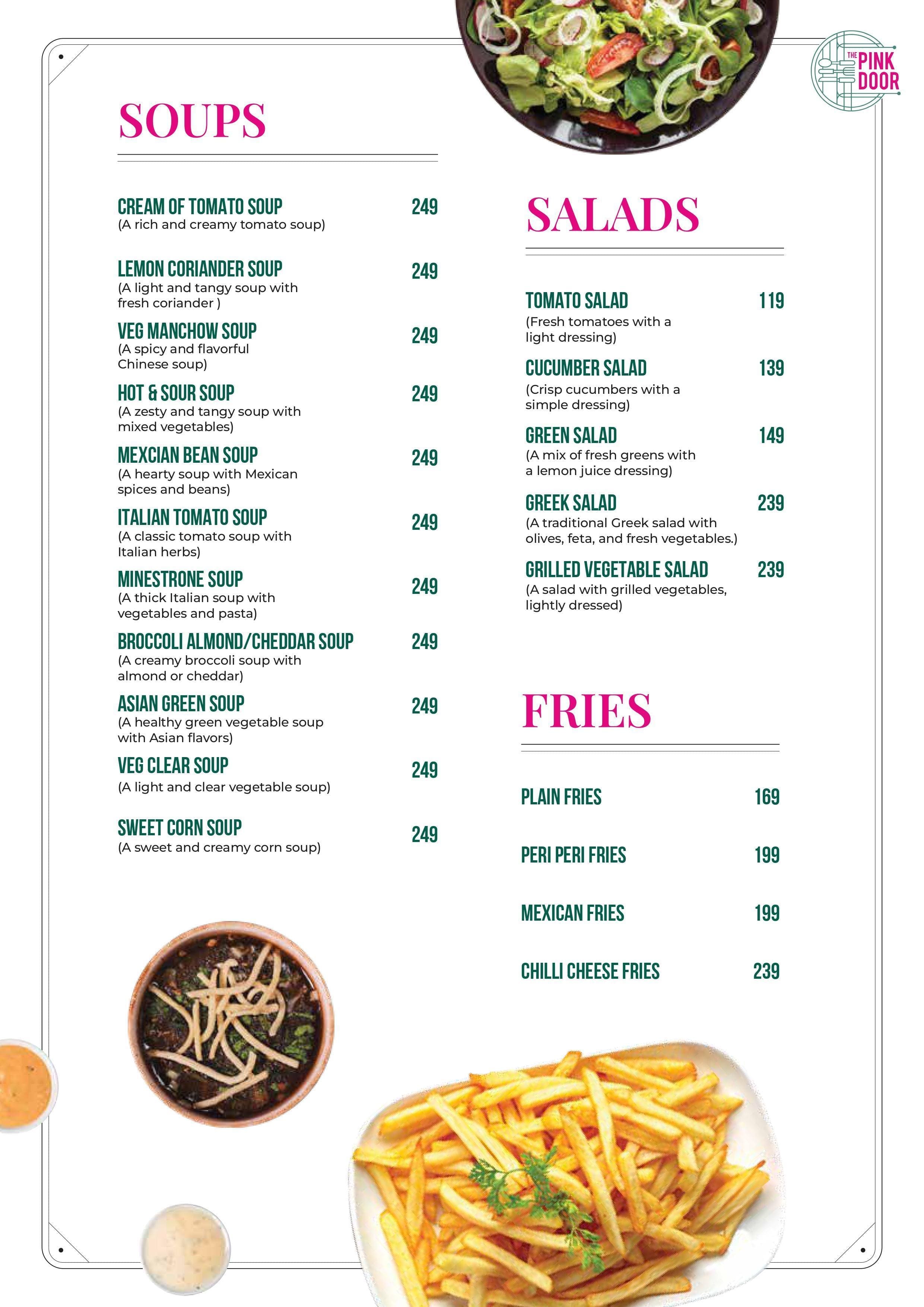 Menu of The Pink Door, Chandkheda, Ahmedabad