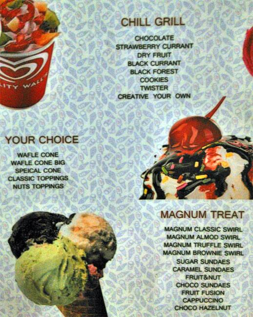 Menu at Kwality Walls Swirl's, Coimbatore