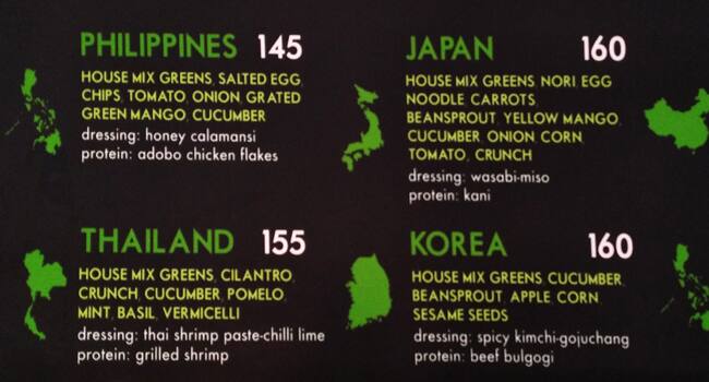 Menu at Tossed restaurant, Pasay