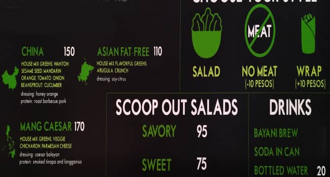 Menu at Tossed restaurant, Pasay