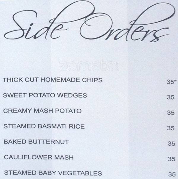 Menu at The Clipper restaurant, Cape Town