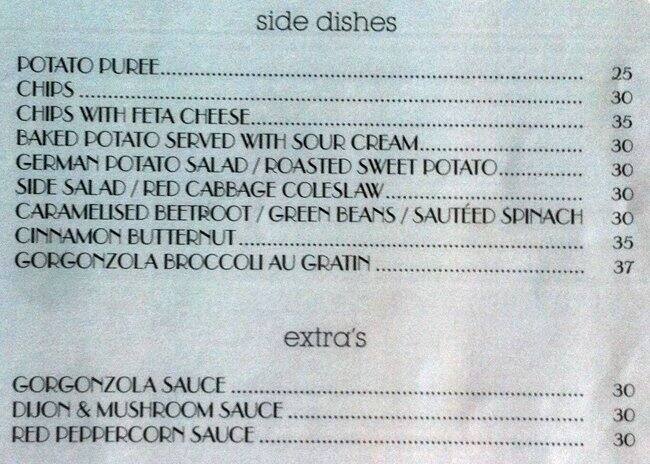 Menu at Alpine Restaurant, Randburg
