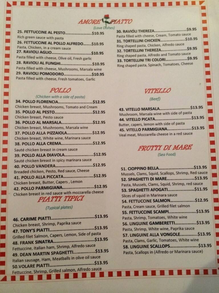 Menu at Bella Italia Ristorante restaurant, Dodge City