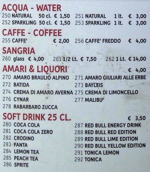 Menu da Birreria Moretti pub & bar, Roma