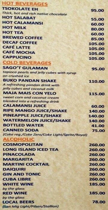 Menu at Classic Cuisine restaurant, Cebu City, Summit Circle
