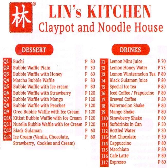 Lin's Kitchen Claypot And Noodle House, Tomas Morato, Quezon City ...