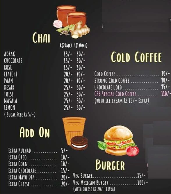 Menu of Chai Sutta Bar, Gopalapuram, Chennai
