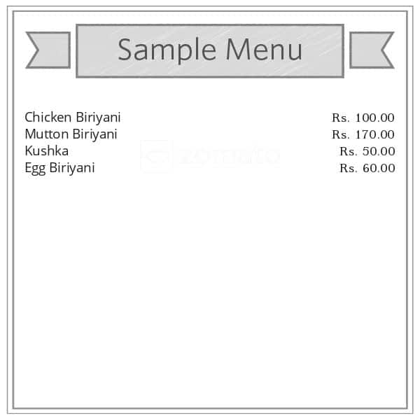 Menu of Bismillah Biriyani, Poonamalle, Chennai