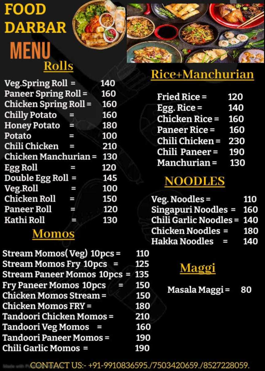 Menu of Food Darbar, Gaur City 1, Greater Noida