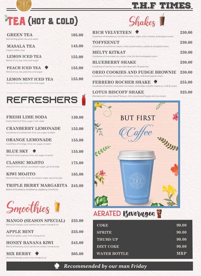 Menu of The Hazelnut Factory, Punjabi Bagh, New Delhi