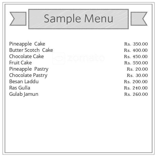 Menu of Bikaner Sweets & Pastry Corner, Tilak Nagar, New Delhi