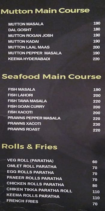 Menu at Olive Era, Bengaluru, 14th Main Road
