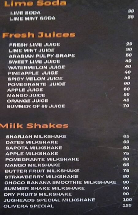 Menu at Olive Era, Bengaluru, 14th Main Road