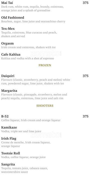 Menu at Bayleaf Restaurant & Bar, Bengaluru, Shop No. 1