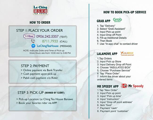 Menu at Le Ching Tea House restaurant, San Juan, Shoppesville