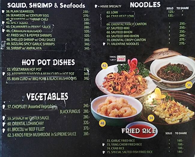 Carta del restaurante Le Ching Tea House, Ciudad Quezon, Scout Center ...