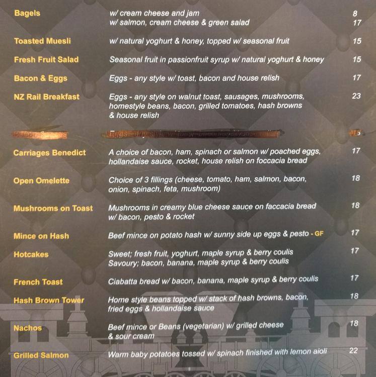 Menu at Carriages Cafe, Kumeu, 299 Main Rd