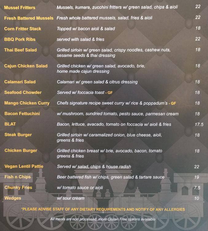 Menu at Carriages Cafe, Kumeu, 299 Main Rd