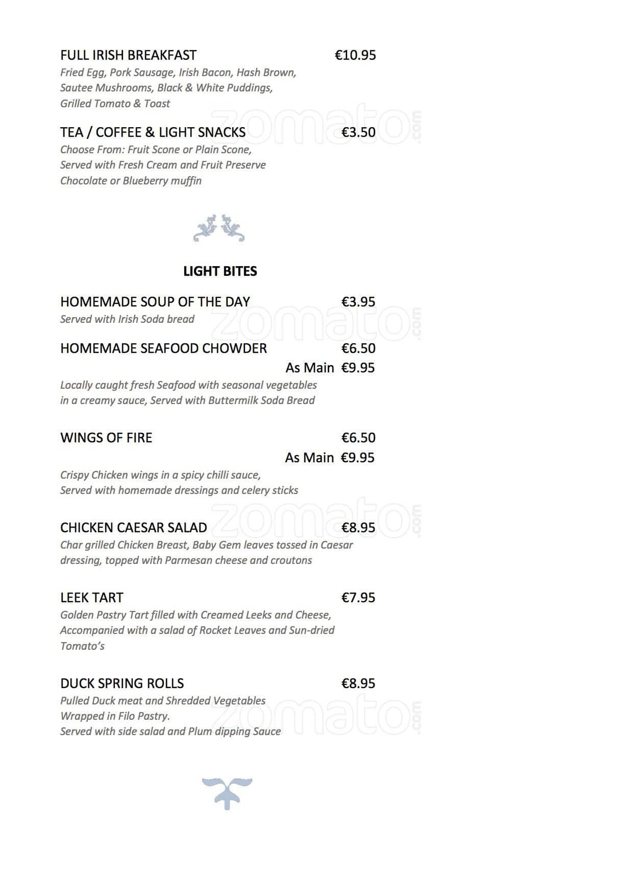 Menu at Legends Bar, Dublin, Lord Edward St