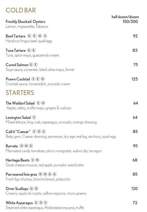 Menu of Lexington Grill - Waldorf Astoria Ras Al Khaimah, Al Hamra, Ras ...
