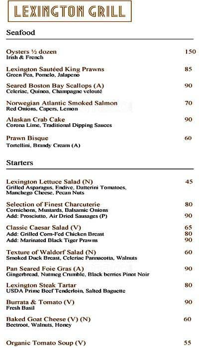 Lexington Grill - Waldorf Astoria Ras Al Khaimah Menu - Zomato