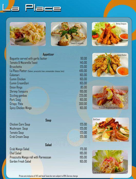 Menu at La Place Garden Lounge Restobar, Lapu-Lapu City