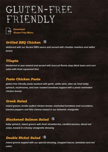 Menu at Rusty Bucket Restaurant and Tavern, Charlotte