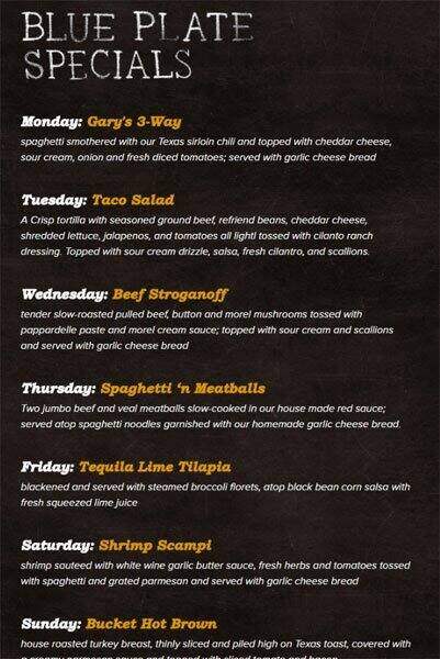 Menu at Rusty Bucket Restaurant and Tavern, Charlotte