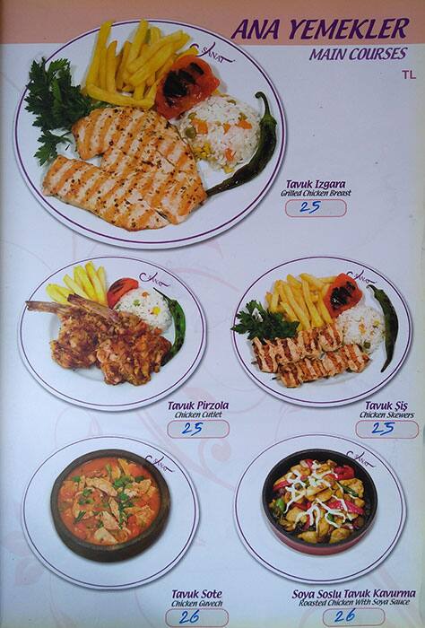 Menu at Sanat Bahçe & Teras, Istanbul