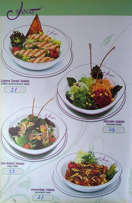 Menu at Sanat Bahçe & Teras, Istanbul