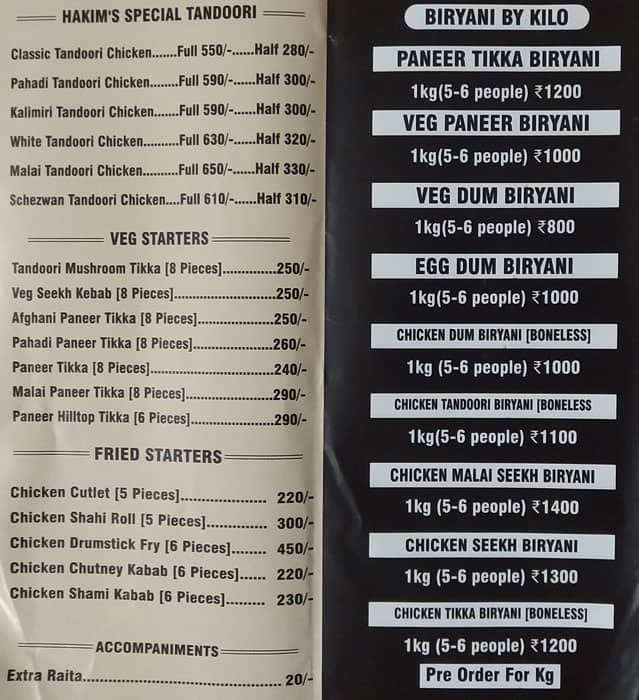Menu of The Hakims Kitchen, Mira Road, Mumbai