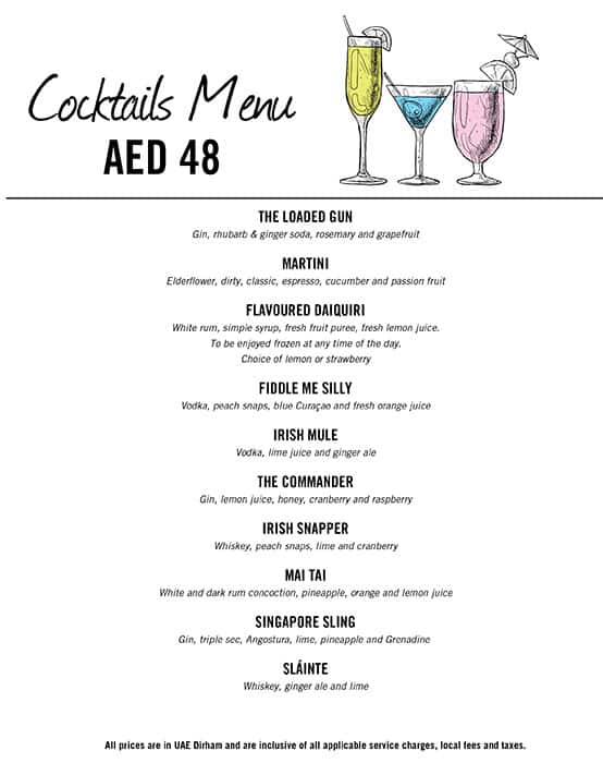 Menu at Dusit Gourmet cafe, Abu Dhabi