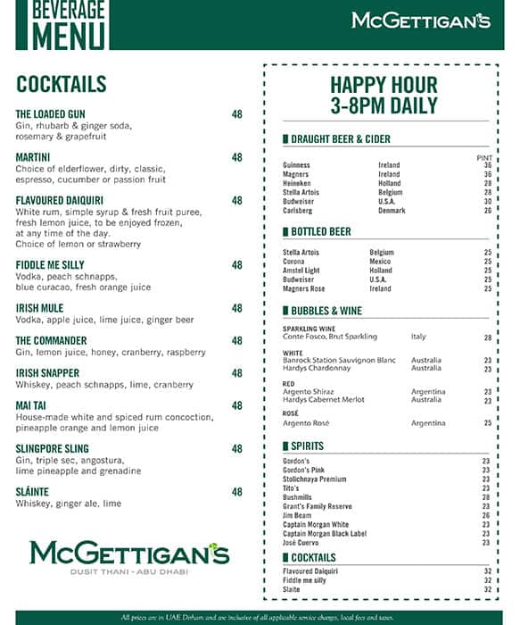 Menu at Dusit Gourmet cafe, Abu Dhabi