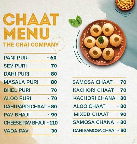 Menu of The Chai Company, Peringavu, Thrissur