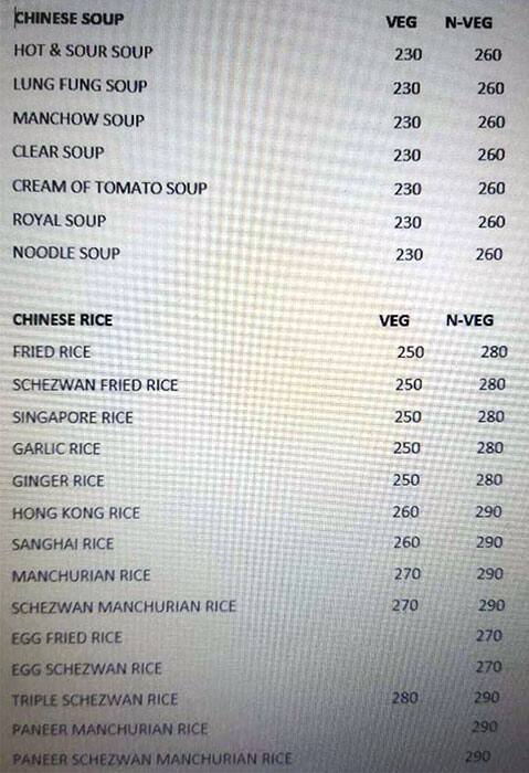 Menu of China World, Karve Nagar, Pune