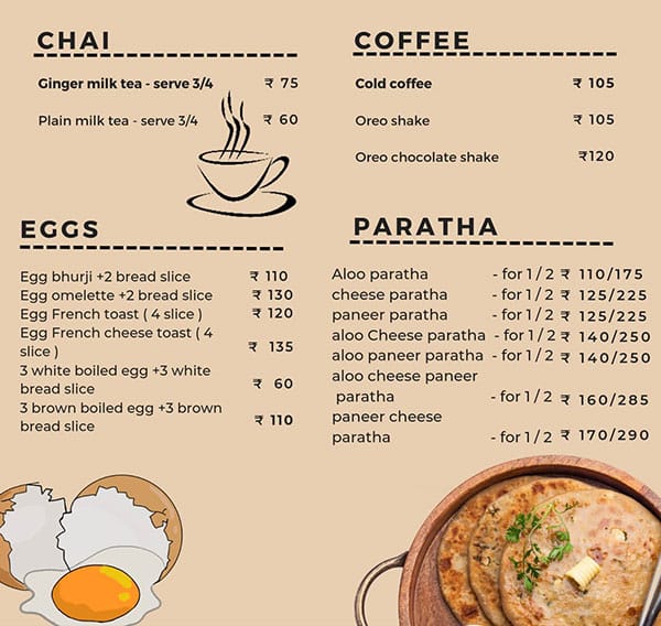 Menu of Chai Coffee Paratha, Jogeshwari, Mumbai