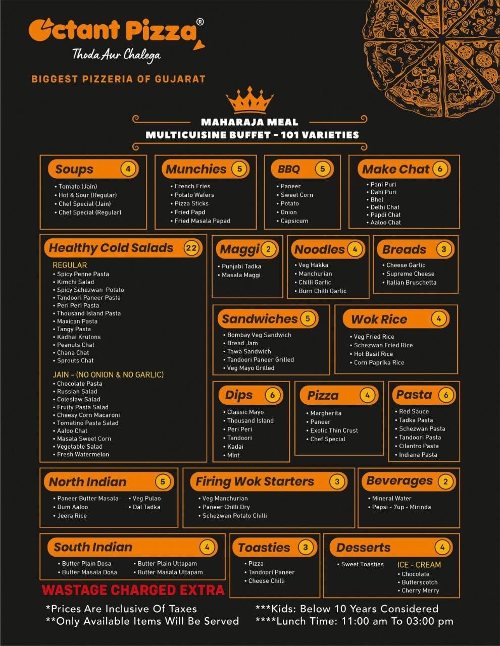 Menu of Octant Pizza, Nikol, Ahmedabad