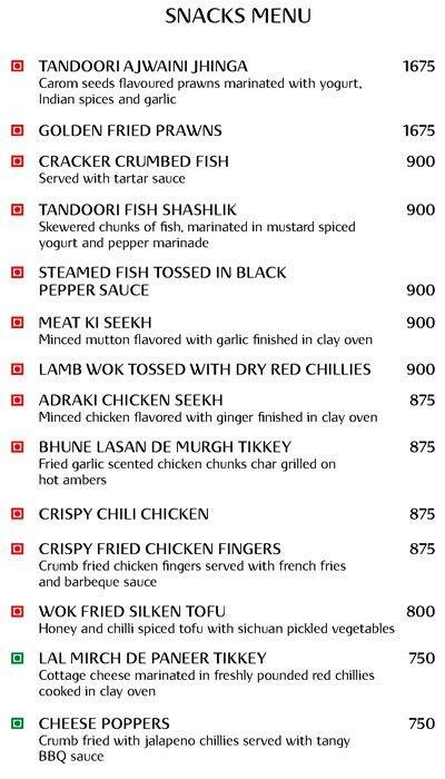 Menu at Insomnia - Ambassador, New Delhi
