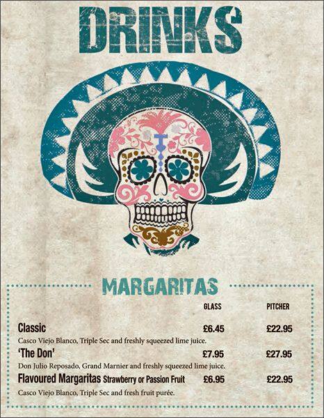 Menu at Mariachi Restaurant, Edinburgh, 7 Victoria St