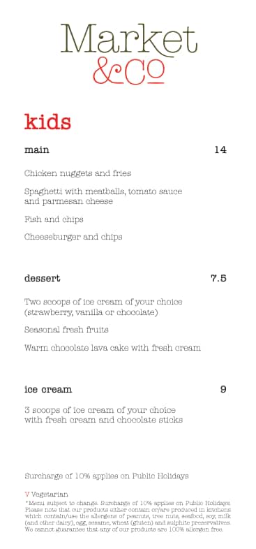 Menu at Market & Co Restaurant, Burswood, Crown Perth