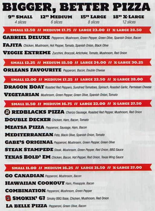 Menu at Gabriel Pizza pizzeria, Ottawa, 2446 Bank St