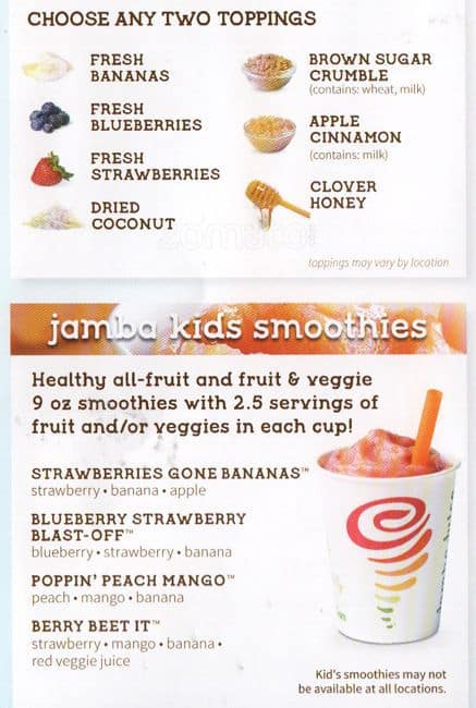 Menu at Jamba pub & bar, Tacoma