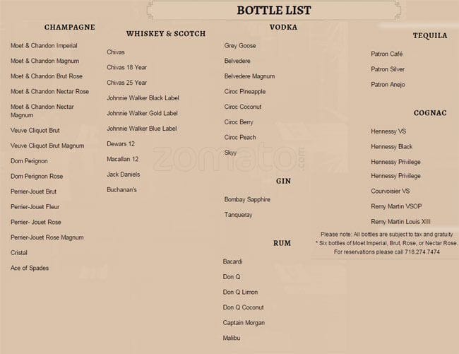 Menu at Don Coqui restaurant, New York City, 28-18 31st St