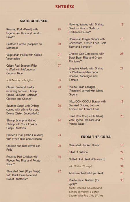 Menu at Don Coqui restaurant, New York City, 28-18 31st St
