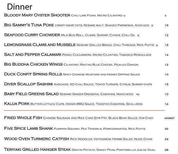 Menu at Butterfly Restaurant, San Francisco, 33 The Embarcadero