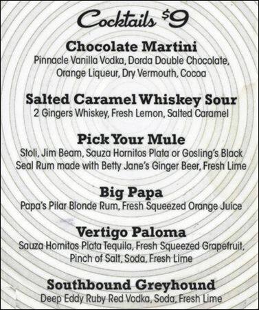 Menu at Vertigo pub & bar, San Francisco