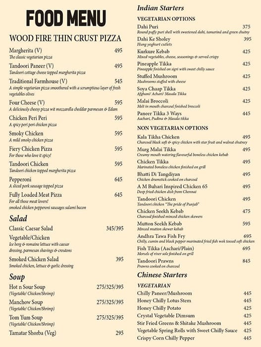 Menu of Ji Memsaab, Sector 49, Gurgaon