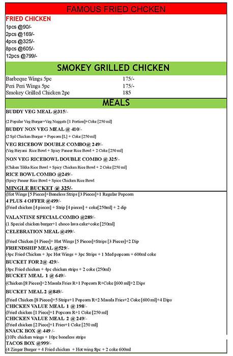 Menu of Famous Fried Chicken, Saroor Nagar, Hyderabad