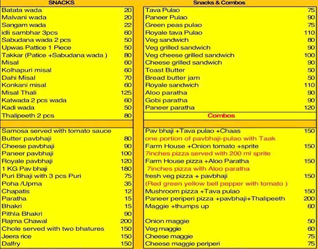 Menu of The Food Tales Cafe, Undri, Pune