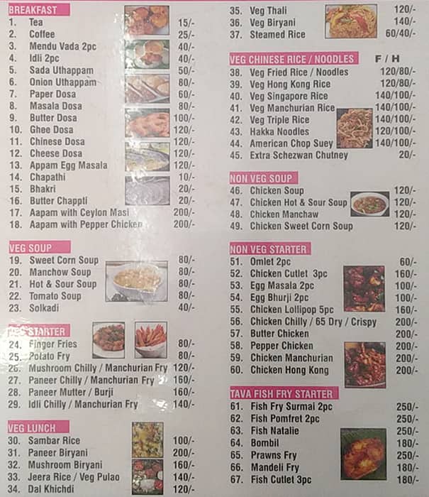 Menu of Mom's Kitchen, Trombay, Mumbai